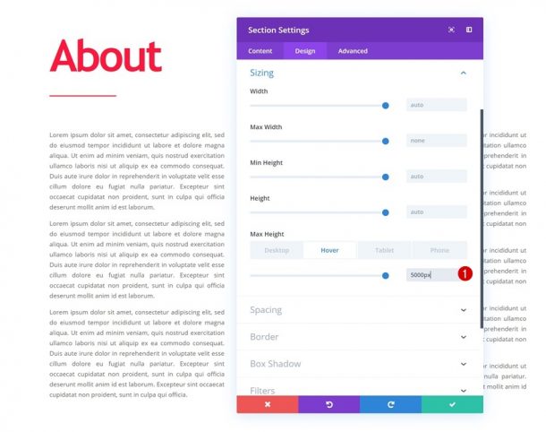 How To Create Hover Sections With Divis New Sizing And Overflow Settings
