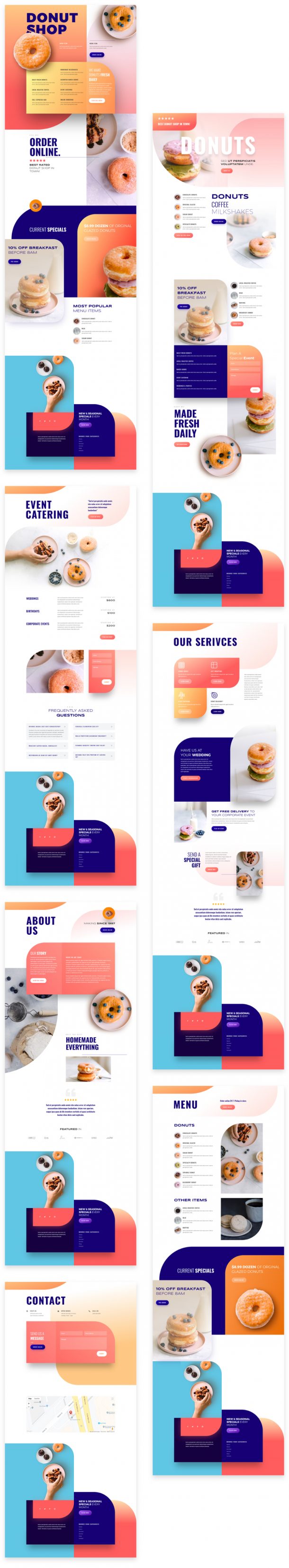Get a FREE Donut Shop Layout Pack for Divi