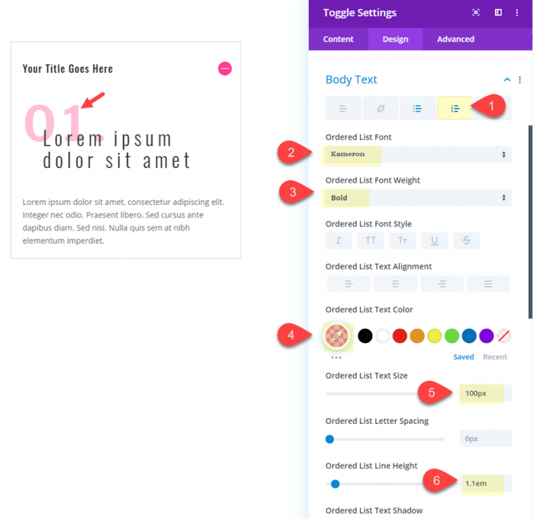 How To Use Divis Text And List Style Options For Unique Toggle And