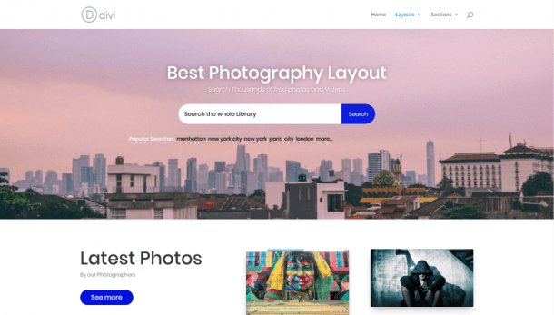 Divi Layouts for Photography Websites