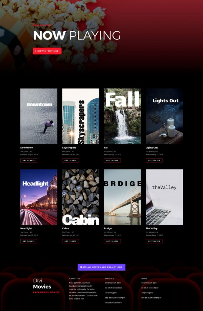 Get a FREE Movie Theatre Layout Pack for Divi