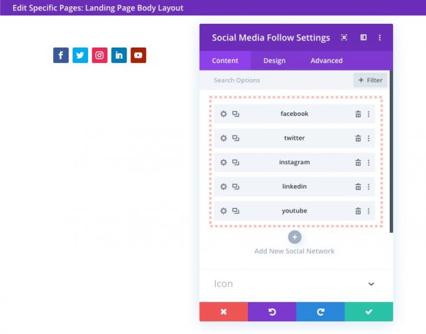How to Design a Pop Out Social Media Follow Buttons Bar to your Page Template in Divi