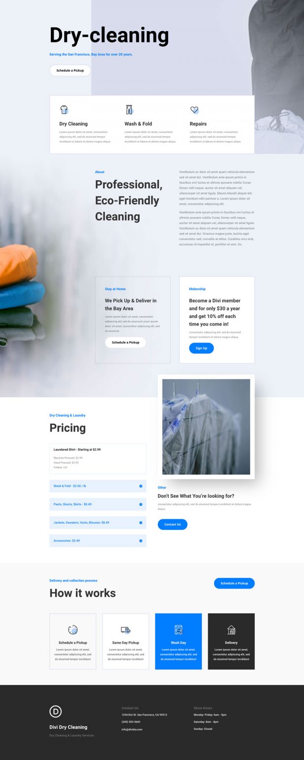 Get a FREE Dry Cleaning Layout Pack for Divi