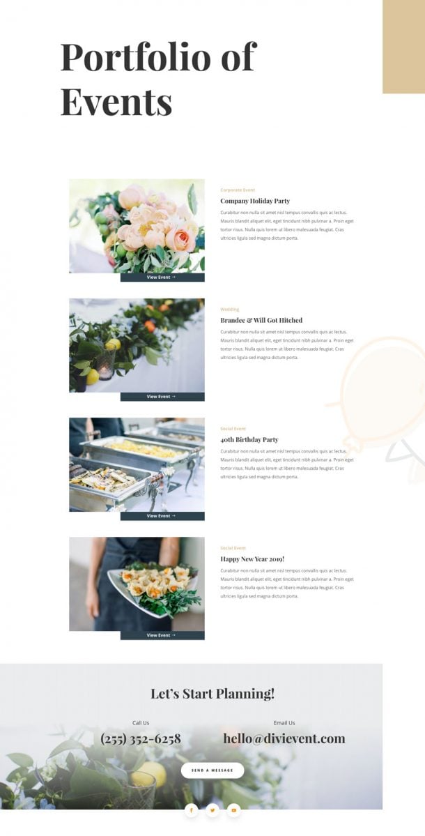 Get a FREE Event Planner Layout Pack for Divi