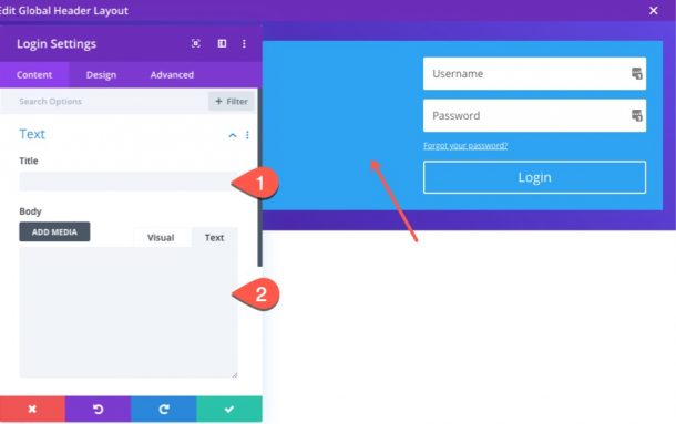 How to Design an Inline Login Form for a Custom Global Header in Divi