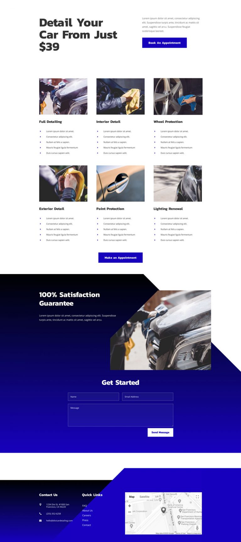 Get a FREE Car Detailing Layout Pack for Divi