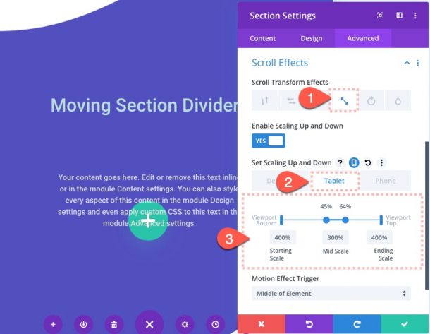 How To Create Section Divider Scroll Effects In Divi