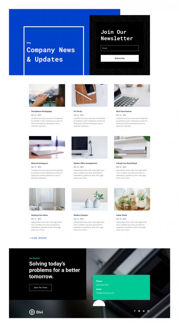 Get a FREE Startup Layout Pack for Divi