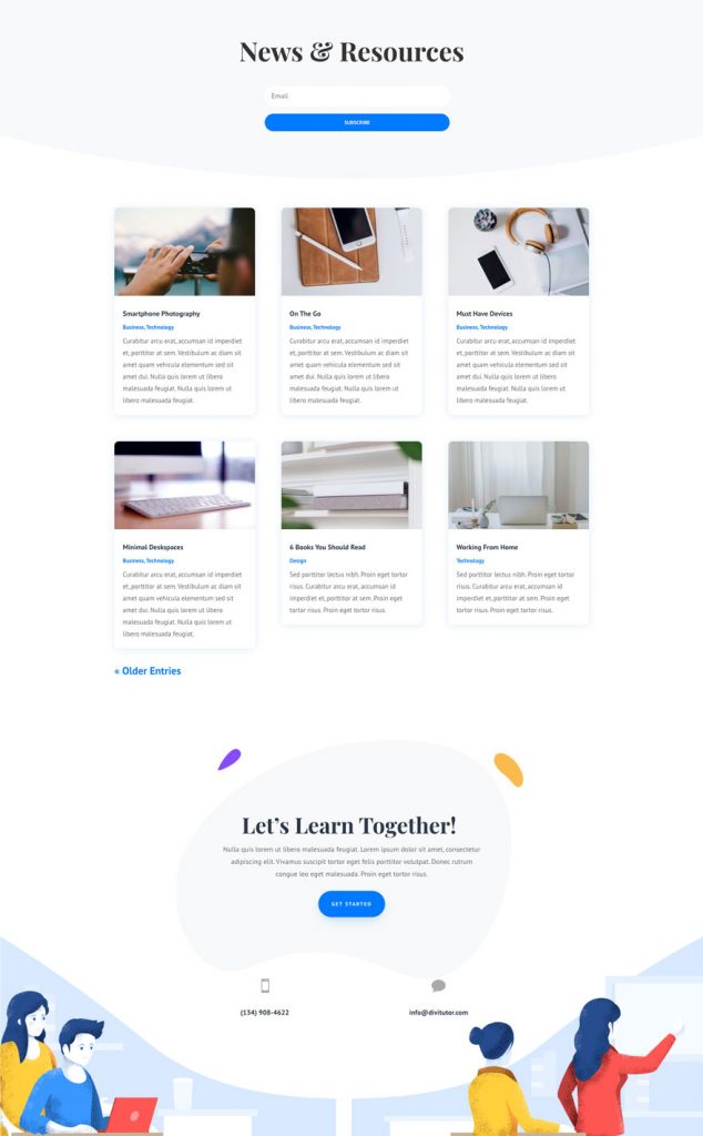 Get a FREE Tutor Layout Pack for Divi