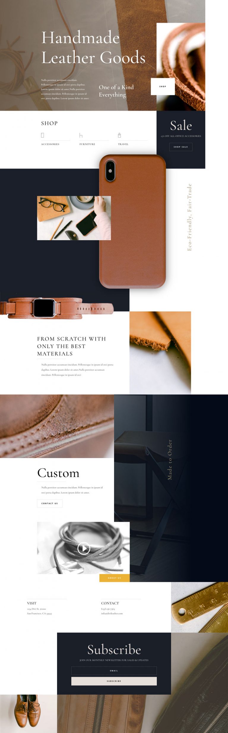Get a FREE Leather Company Layout Pack for Divi