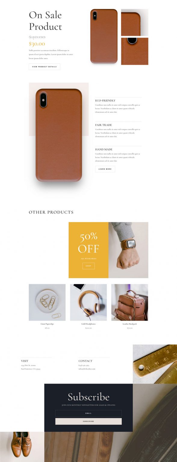 Get a FREE Leather Company Layout Pack for Divi