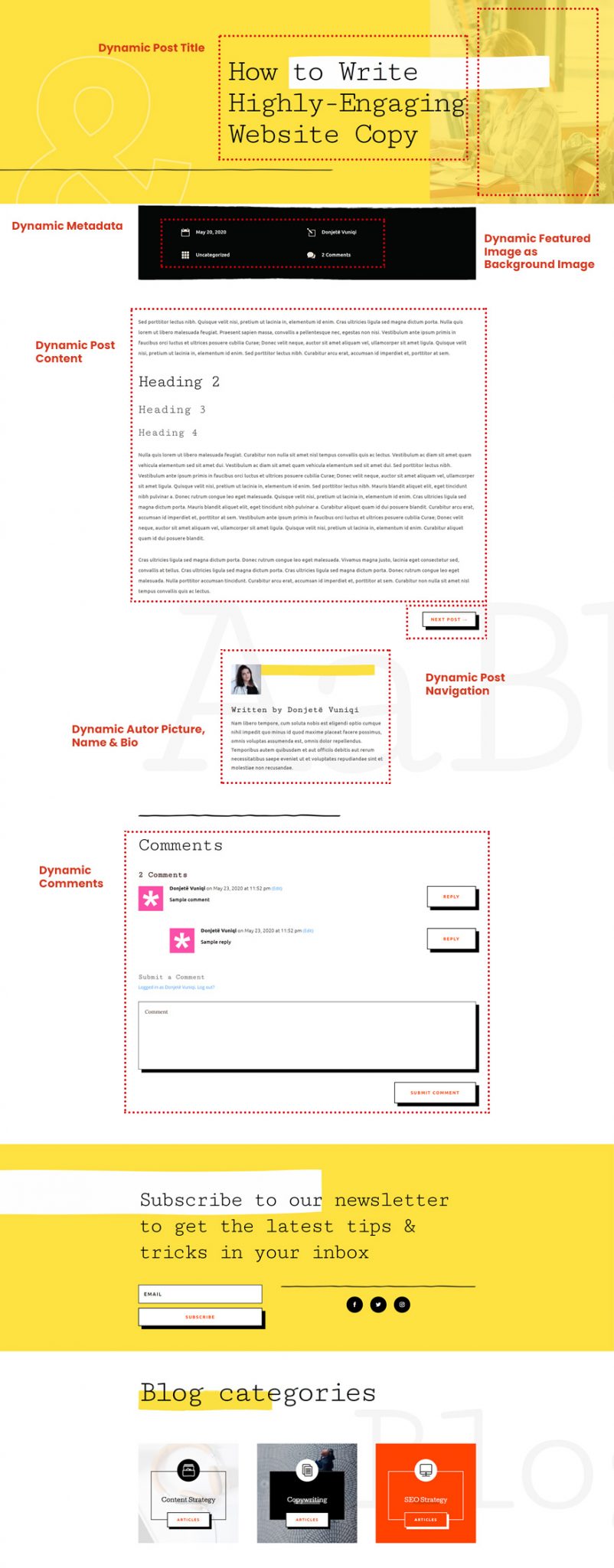 Download a FREE Blog Post Template for Divi’s Freelance Writer Layout Pack