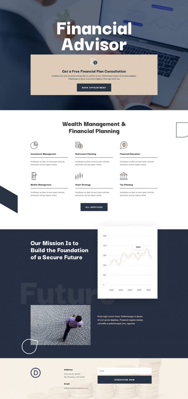 Get a FREE Financial Advisor Layout Pack for Divi