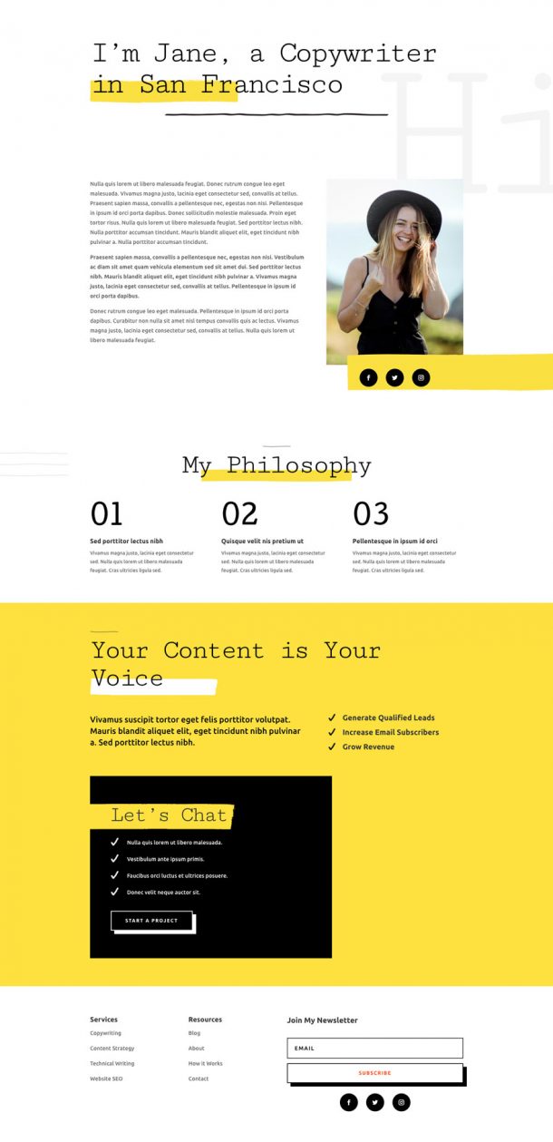 Get a FREE Freelance Writer Layout Pack for Divi