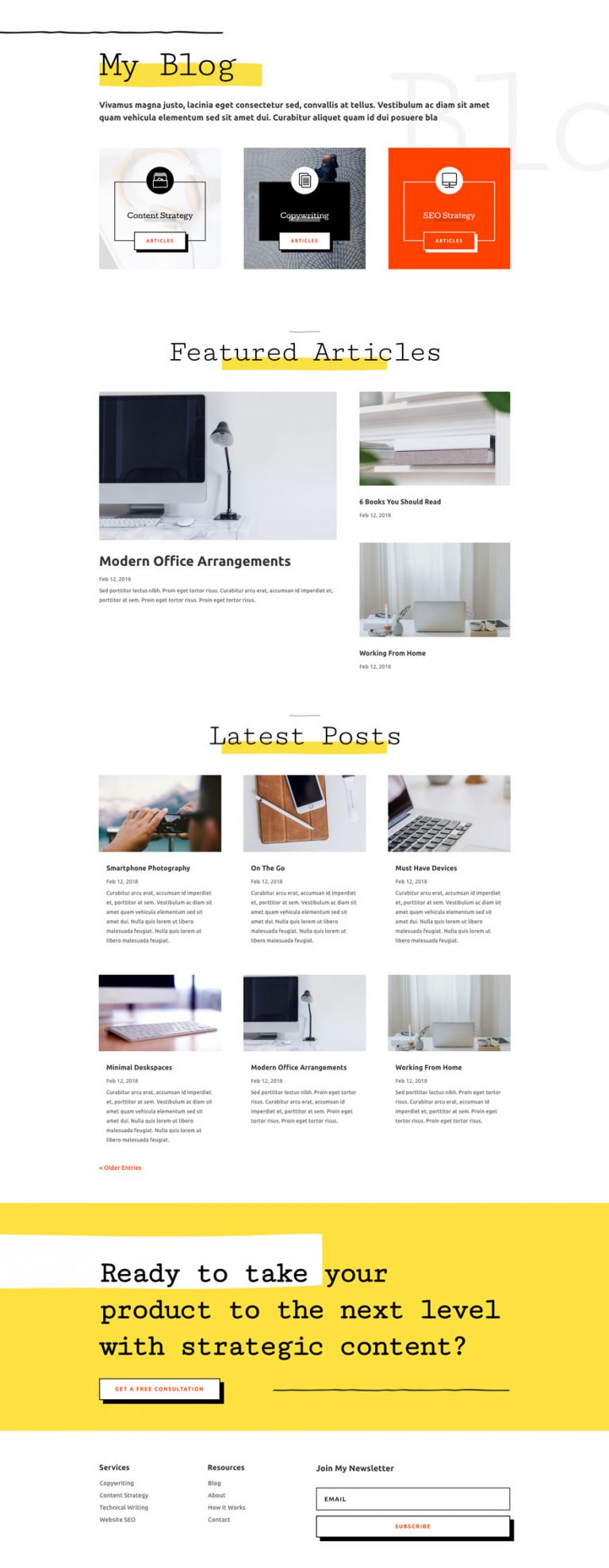 Get a FREE Freelance Writer Layout Pack for Divi