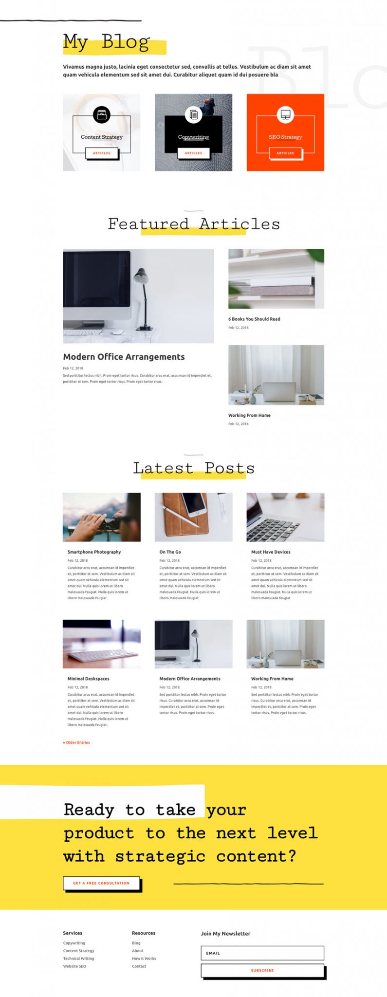 Get a FREE Freelance Writer Layout Pack for Divi