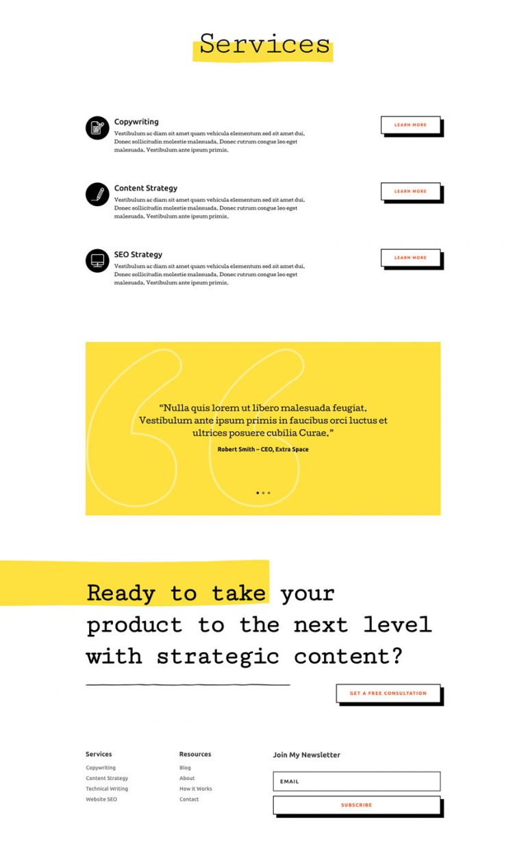 Get a FREE Freelance Writer Layout Pack for Divi