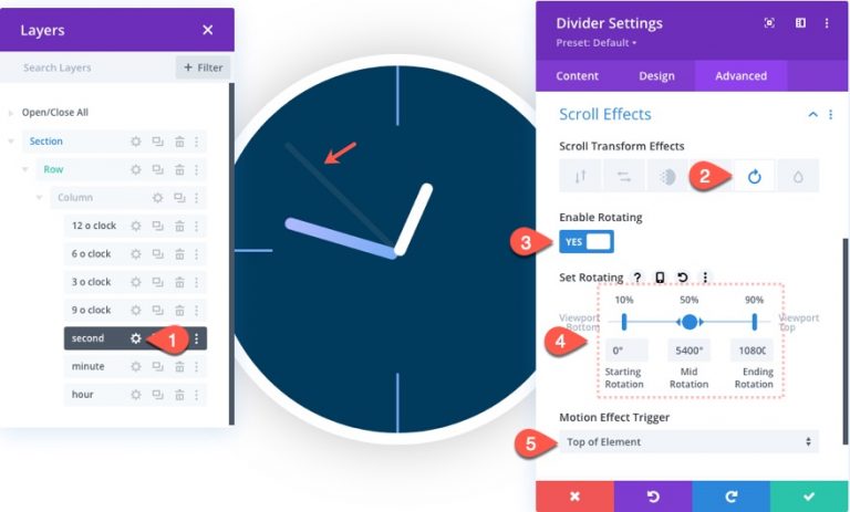 How to Design an Animated Clock with Divi's Scroll Effects