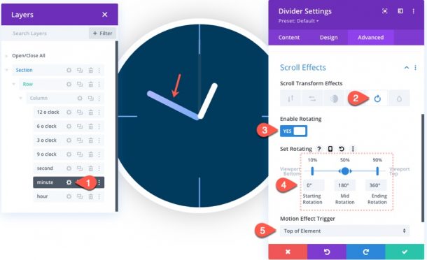 How to Design an Animated Clock with Divi's Scroll Effects