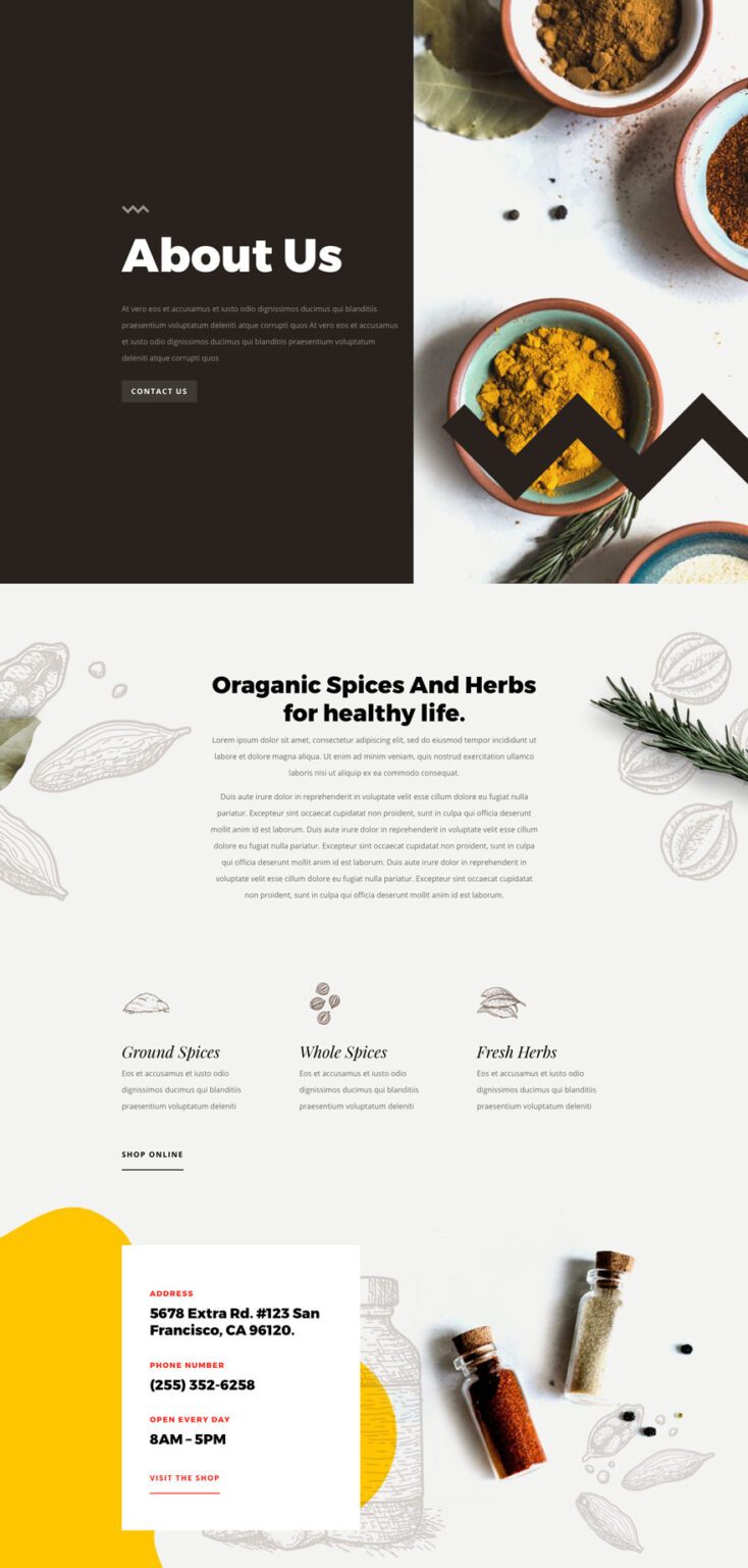 Get a FREE Spice Shop Layout Pack for Divi
