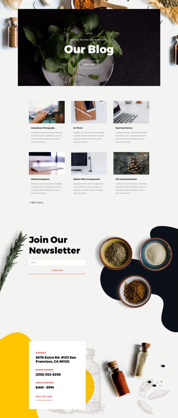 Get a FREE Spice Shop Layout Pack for Divi