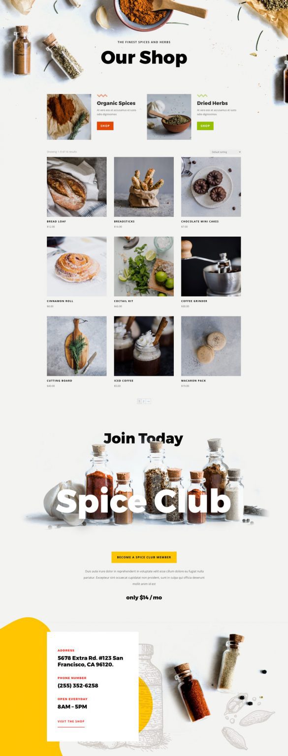 Get a FREE Spice Shop Layout Pack for Divi