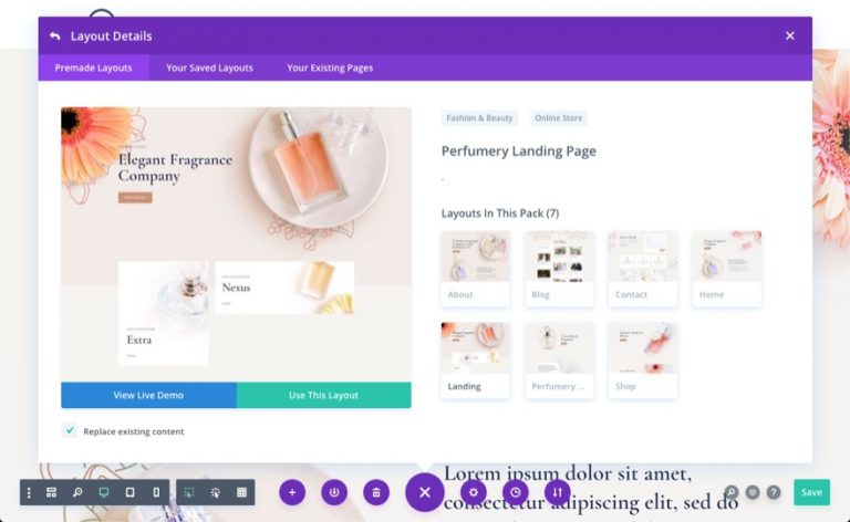 Get a FREE Perfumery Layout Pack for Divi