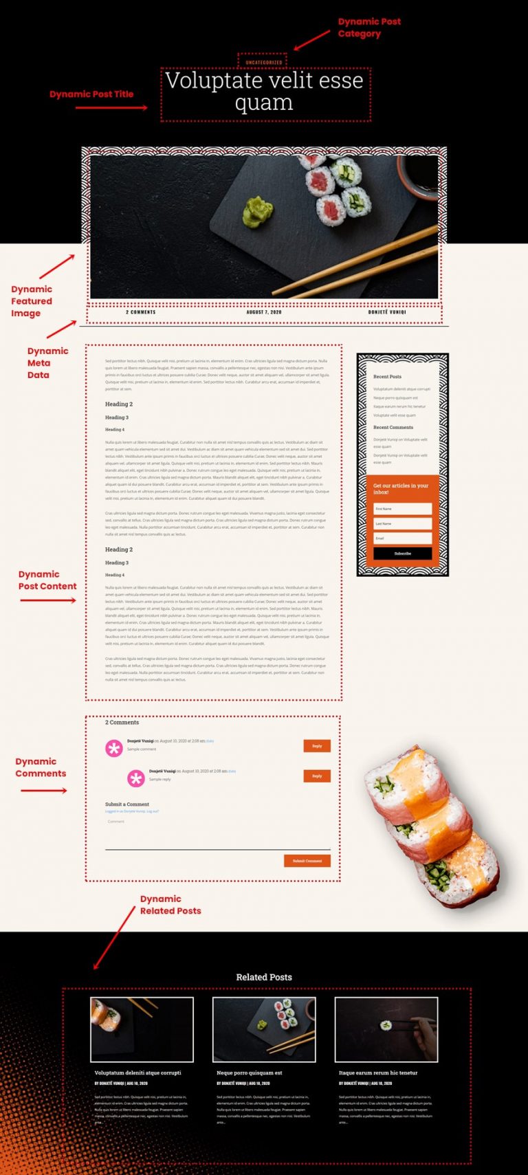 Download a FREE Blog Post Template for Divi's Sushi Restaurant Layout Pack