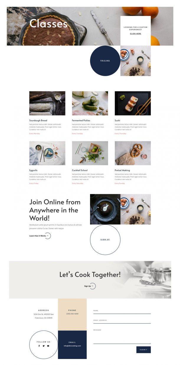 Get a FREE Cooking School Layout Pack for Divi