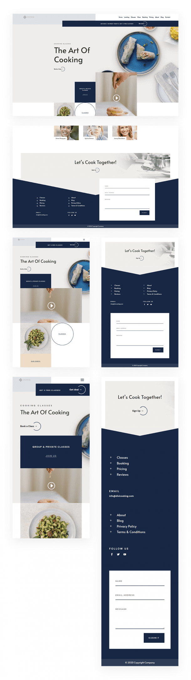 Get a FREE Header & Footer Template for Divi's Cooking School Layout Pack
