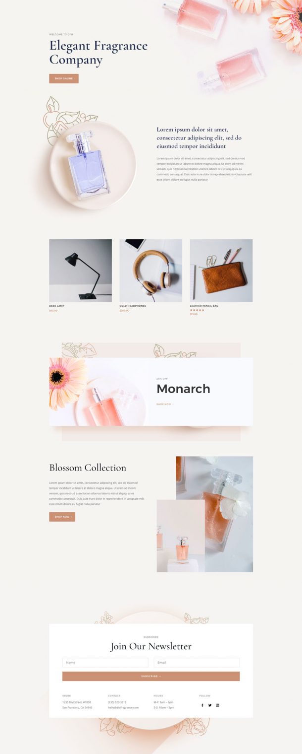 Get a FREE Perfumery Layout Pack for Divi