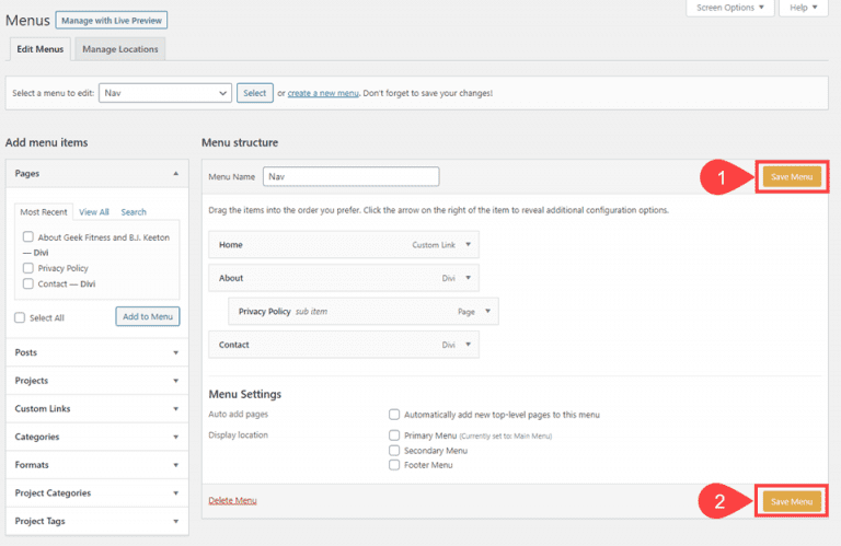 How to Create and Edit Menu Navigation in WordPress