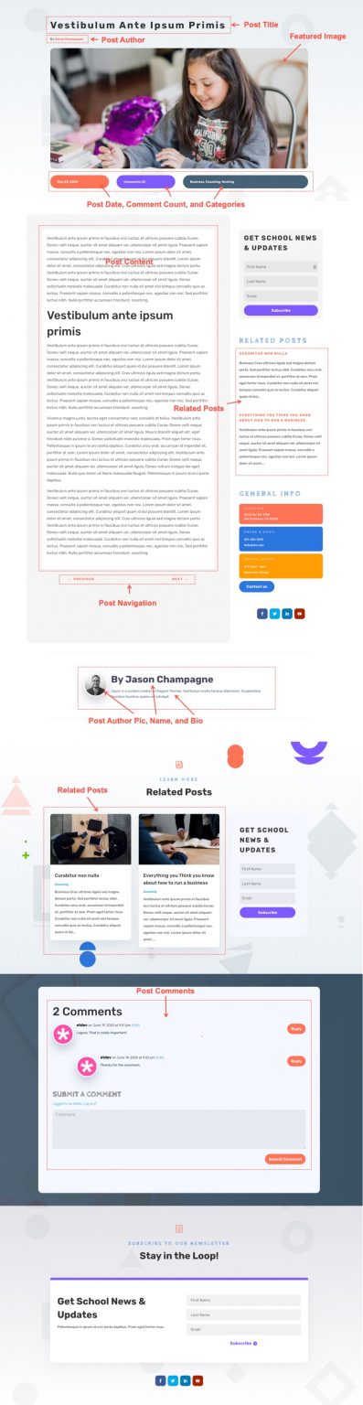 Get a FREE Blog Post Template for Divi's Elementary School Layout
