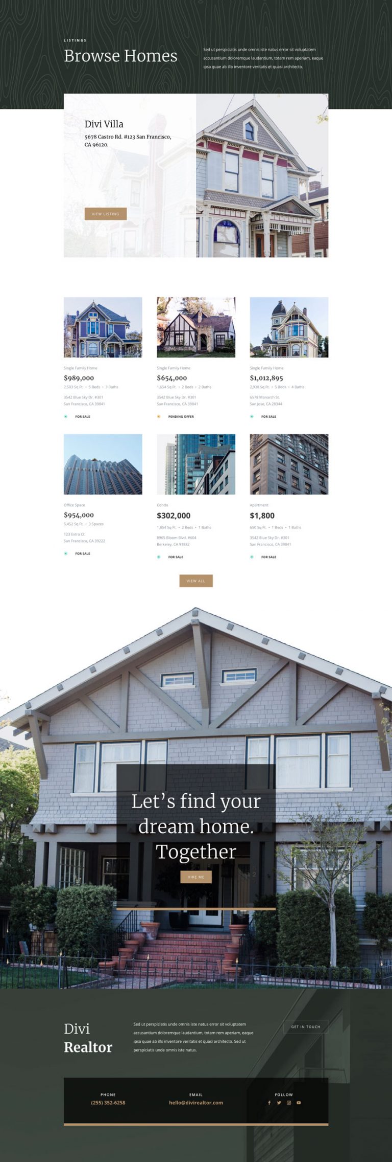 Get a FREE Realtor Layout Pack for Divi