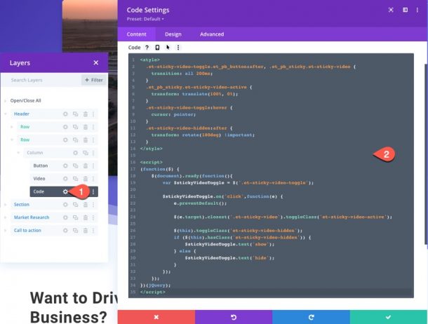 How to Create a Sticky Promo Video with a Show/Hide Toggle in Divi