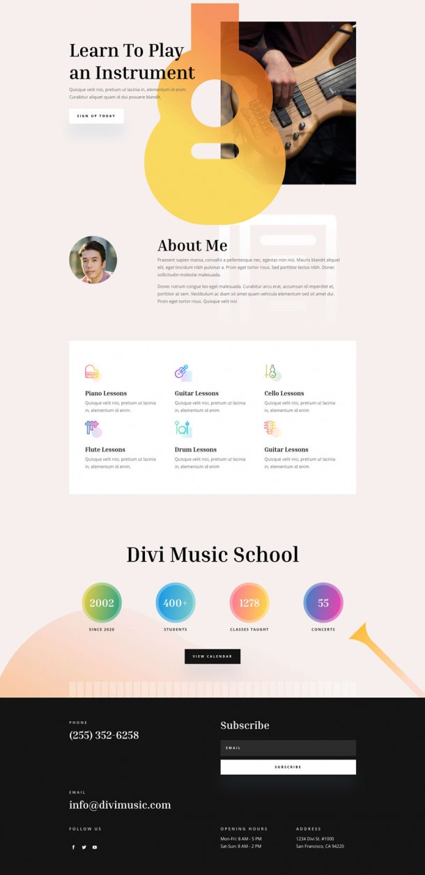 Get a FREE Music Teacher Layout Pack for Divi