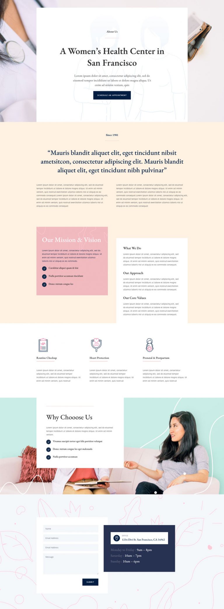 Get a FREE Women's Health Center Layout Pack for Divi