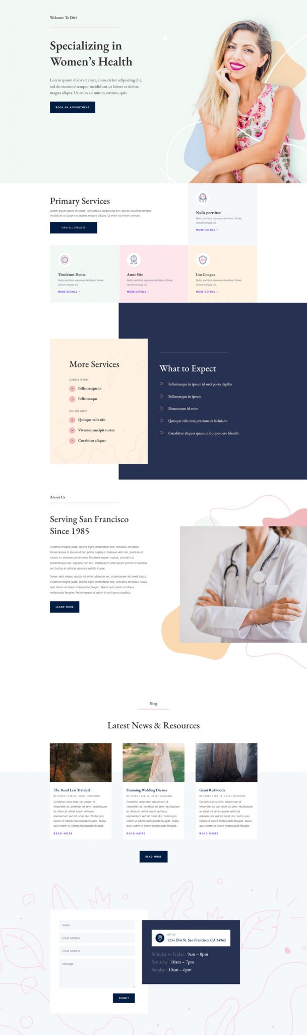Get a FREE Women's Health Center Layout Pack for Divi