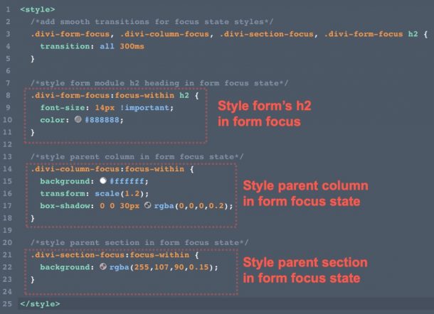 How to Add CSS Focus State Styling to Elements When Filling Out a Divi Form
