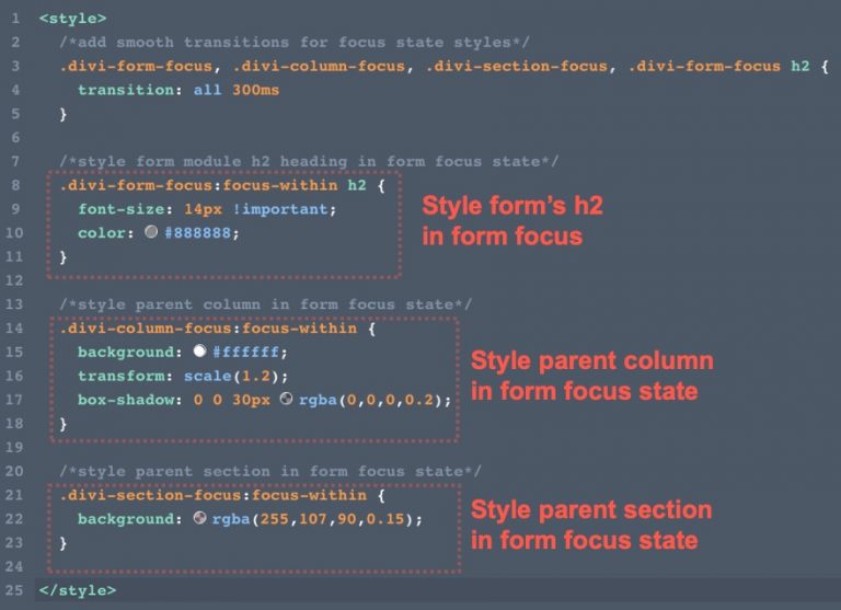 How to Add CSS Focus State Styling to Elements When Filling Out a Divi Form