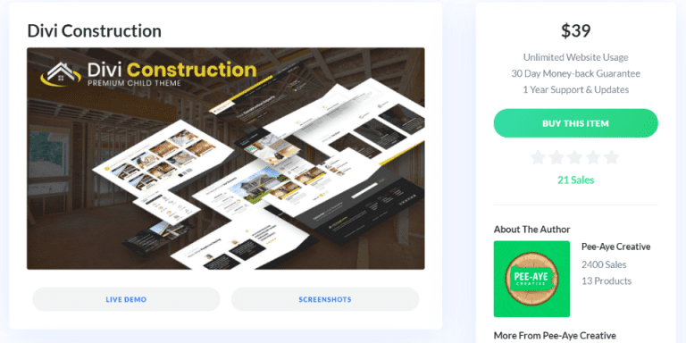 Divi Construction Child Theme by Pee-Aye Creative Overview | Elegant Themes Blog