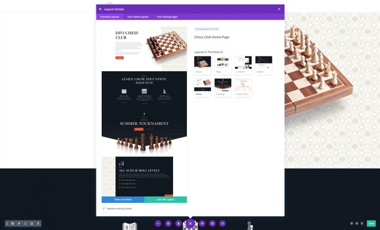 Get a FREE Chess Club Layout Pack for Divi