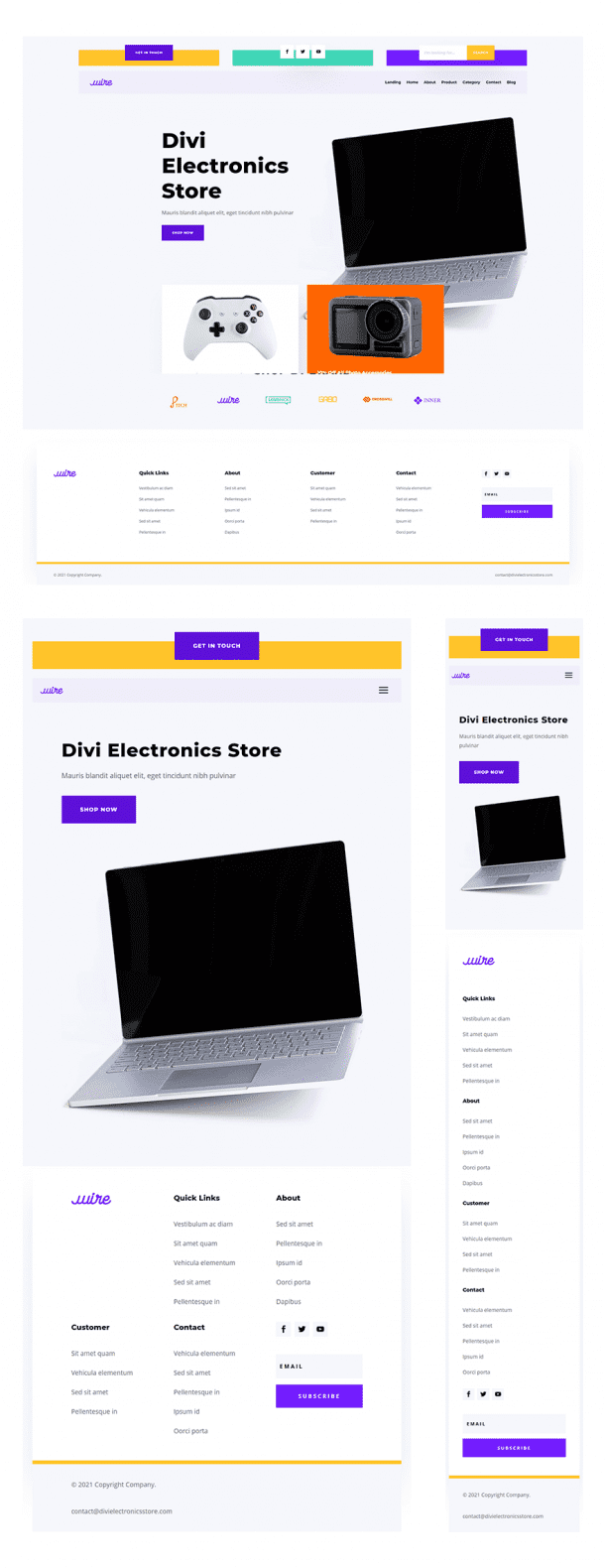 Download a FREE Header & Footer for Divi's Electronics Store Layout Pack