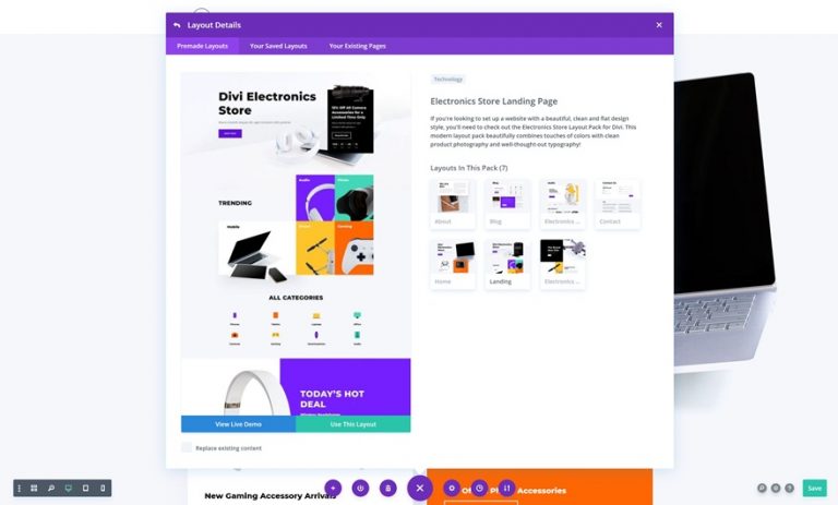 Get a FREE Electronics Store Layout Pack for Divi