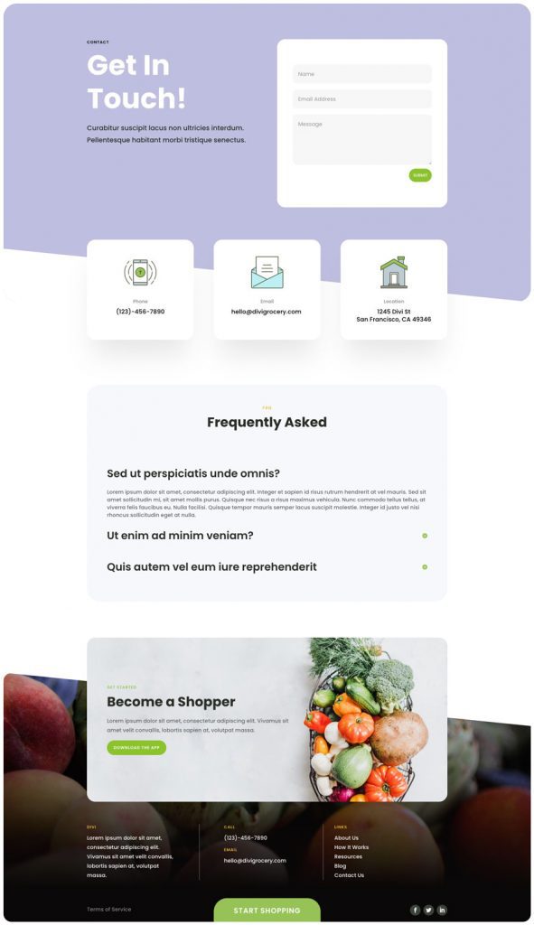 Get a FREE Grocery Delivery Layout Pack for Divi