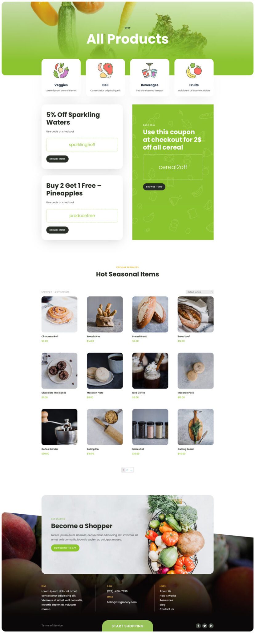 Get a FREE Grocery Delivery Layout Pack for Divi