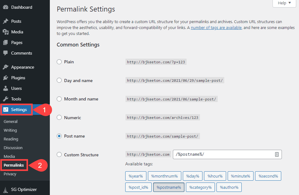 How To Configure Your WordPress Permalink Settings