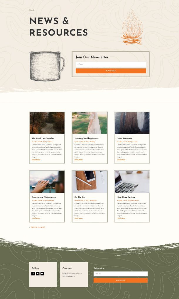 Get a FREE Bushcraft Layout Pack for Divi