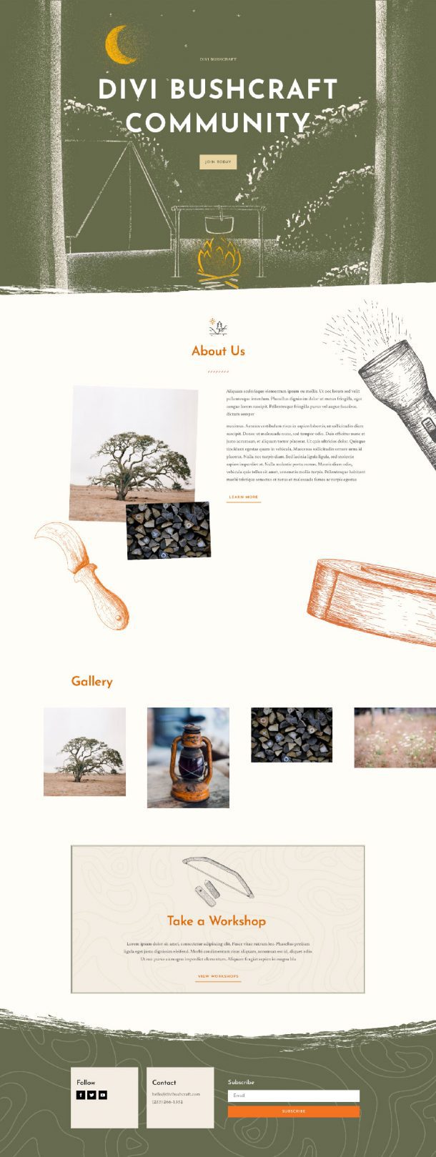 Get a FREE Bushcraft Layout Pack for Divi