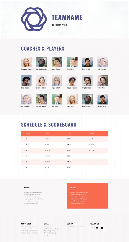 Get a FREE Softball League Layout Pack for Divi